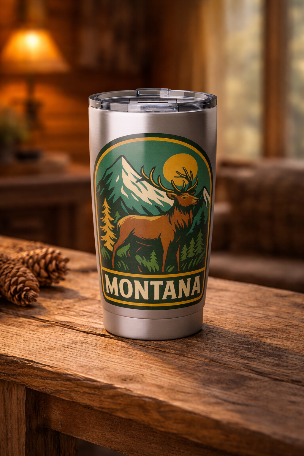 Montana Elk Camp 20oz Tumbler — Insulated Travel Cup – Rugged State ...